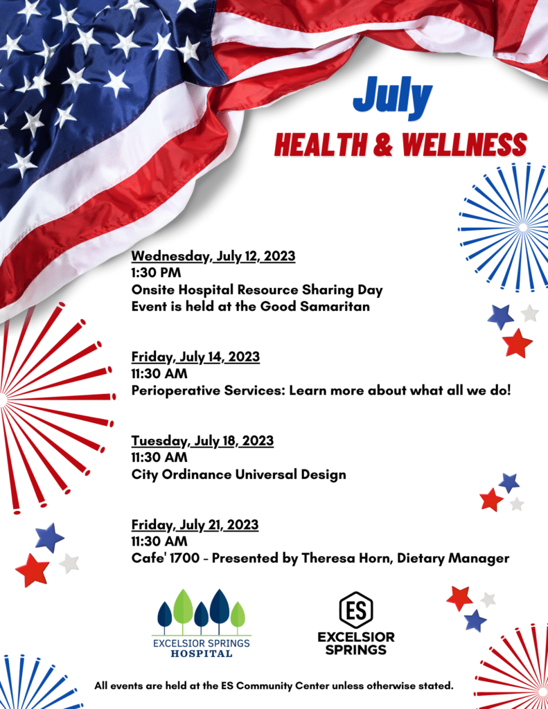 July 2023 Health Wellness Calendar – Excelsior Springs Hospital