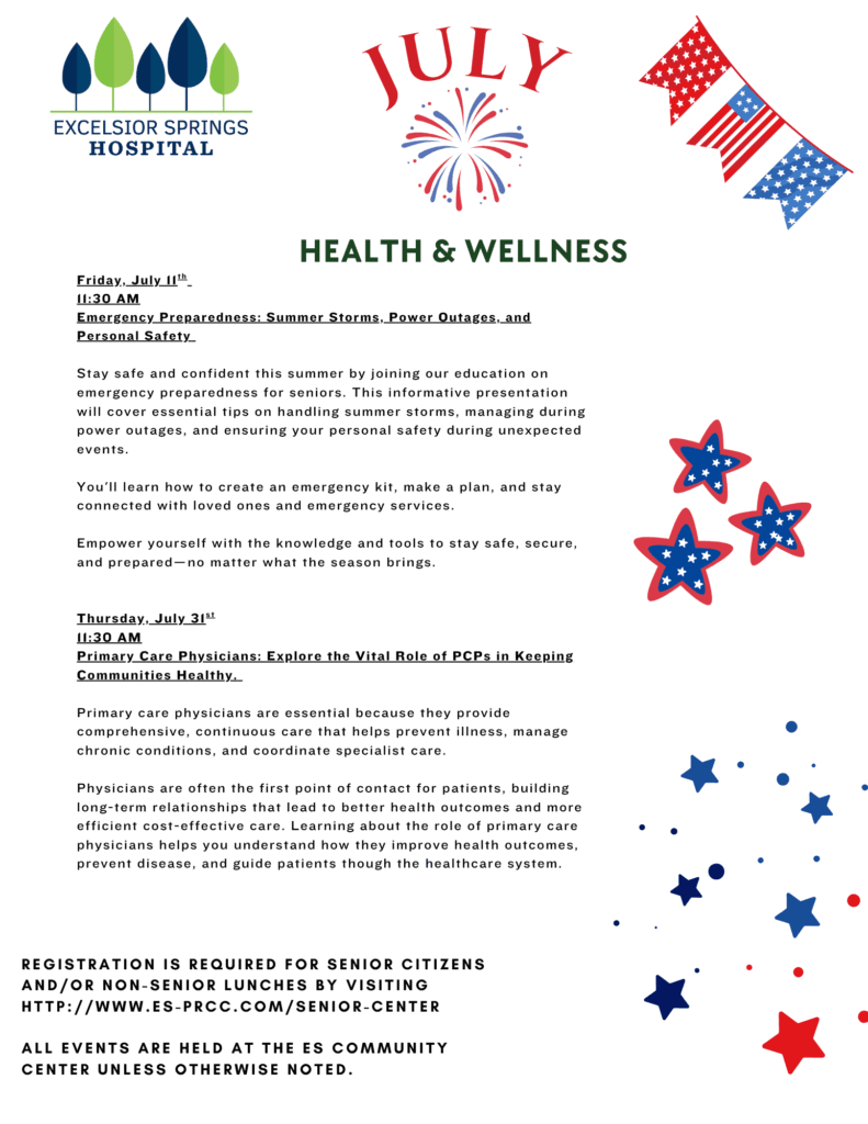 July Health and Wellness Events – Excelsior Springs Hospital